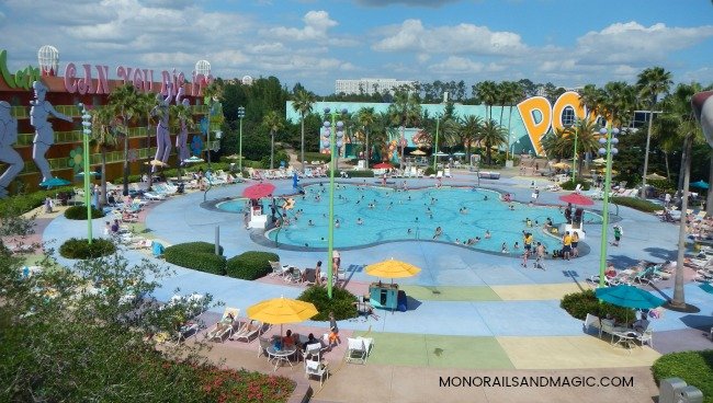 Fun at Pop Century's Hippy Dippy Pool - Monorails and Magic