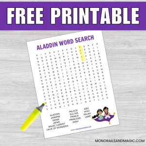 Aladdin Word Search Free Printable - Monorails and Magic