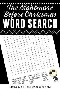 The Nightmare Before Christmas Word Search - Monorails and Magic