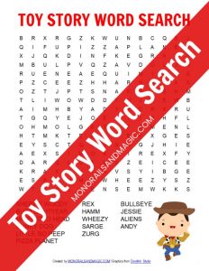 Toy Story Word Search Free Printable - Monorails and Magic