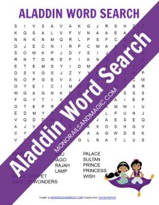 Aladdin Word Search Free Printable - Monorails and Magic
