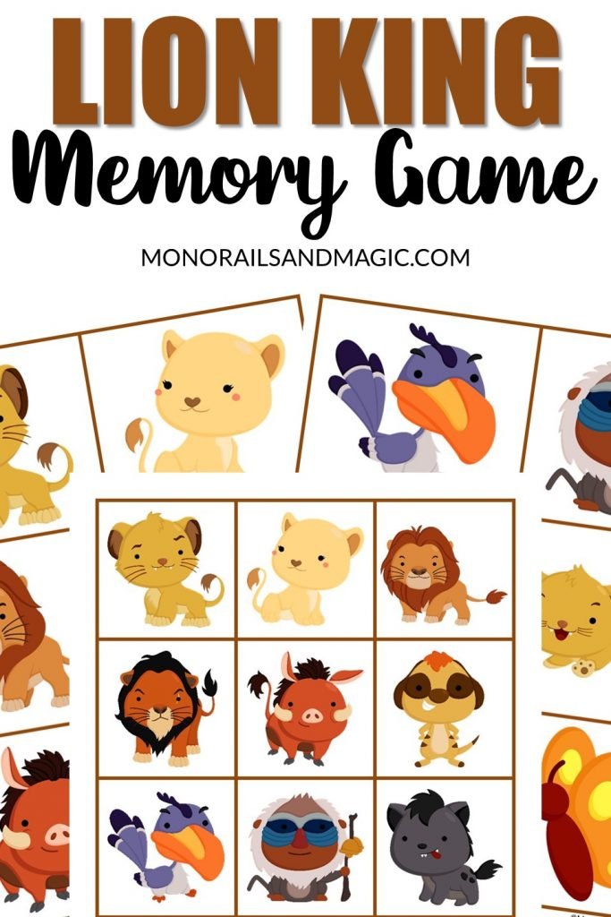 Lion King Memory Game Free Printable - Monorails and Magic