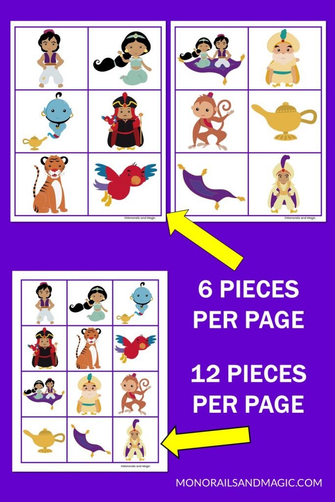 Aladdin Memory Game Free Printable - Monorails and Magic