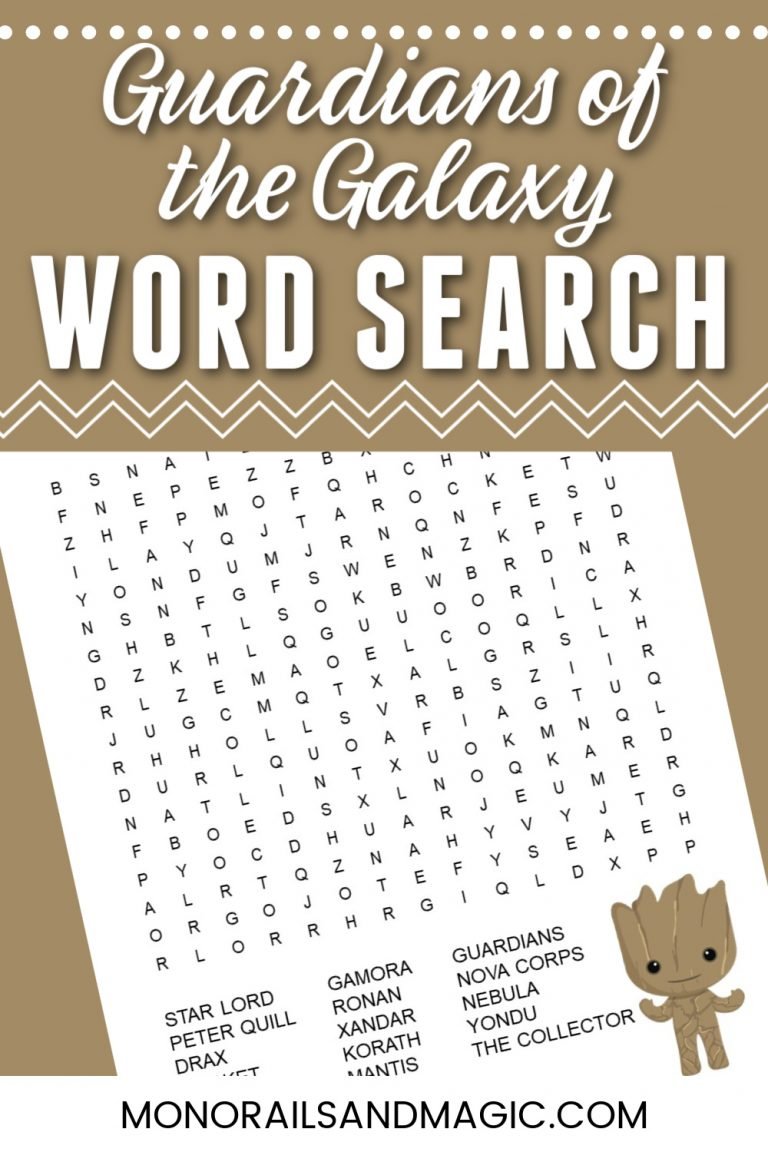 Guardians of the Galaxy Word Search Free Printable