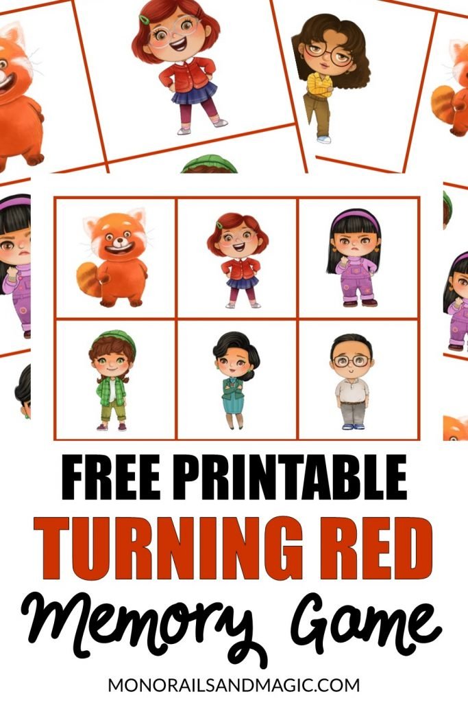 Turning Red Memory Game Free Printable - Monorails and Magic