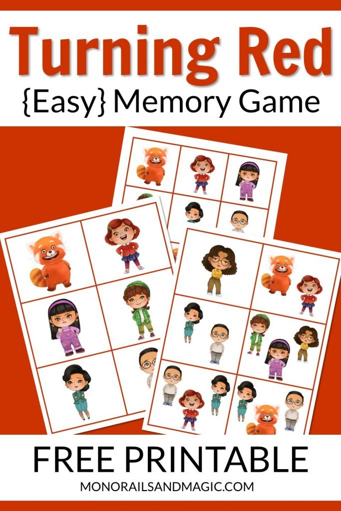 Turning Red Memory Game Free Printable - Monorails and Magic