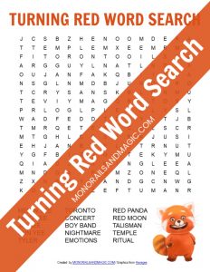 Turning Red Word Search Free Printable - Monorails and Magic