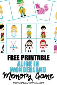 Alice in Wonderland Memory Game Free Printable - Monorails and Magic