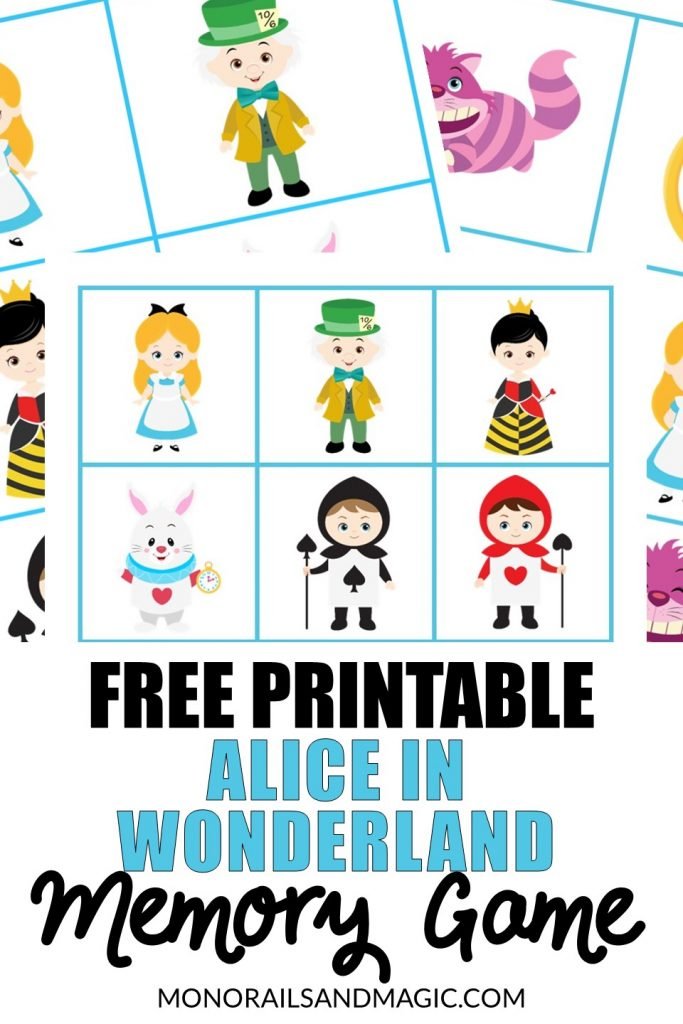 Alice in Wonderland Memory Game Free Printable - Monorails and Magic