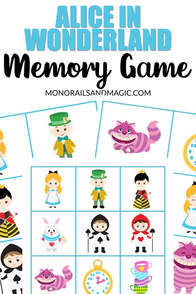 Alice in Wonderland Memory Game Free Printable - Monorails and Magic