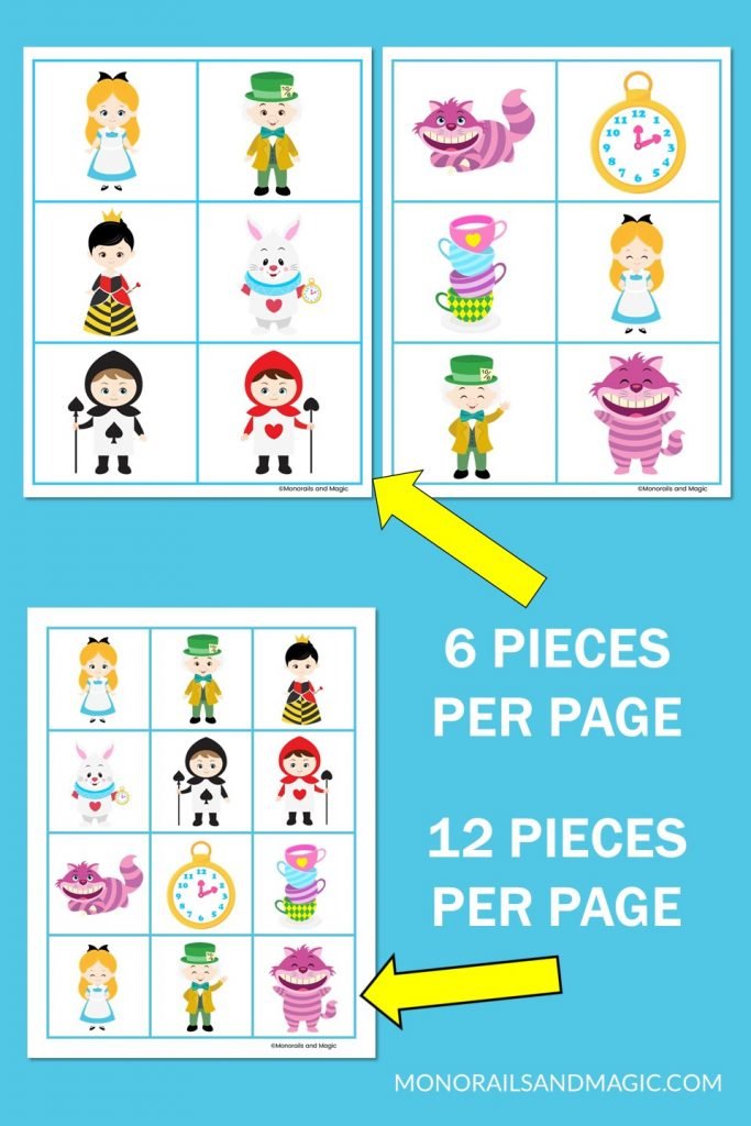 Alice in Wonderland Memory Game Free Printable - Monorails and Magic