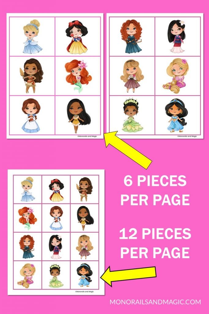 Disney Princess Memory Game Free Printable - Monorails and Magic