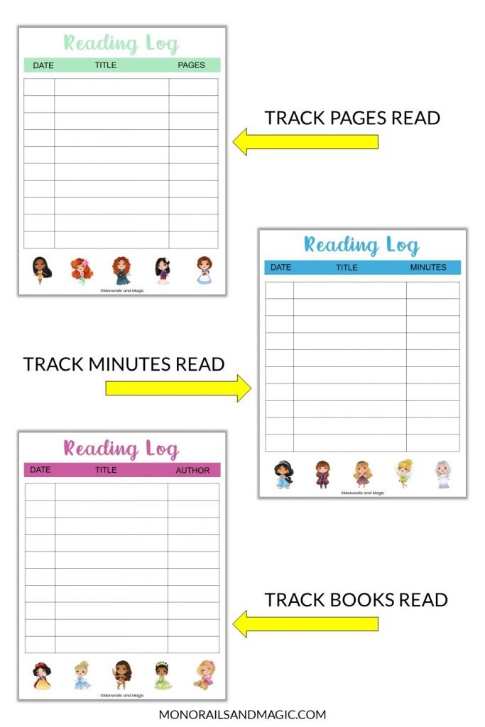 Disney Princess Reading Logs Free Printable - Monorails and Magic
