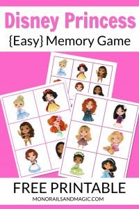 Disney Princess Memory Game Free Printable - Monorails and Magic