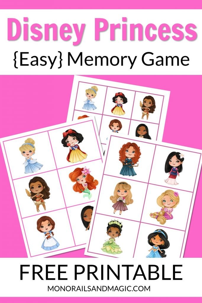 Disney Princess Memory Game Free Printable - Monorails and Magic