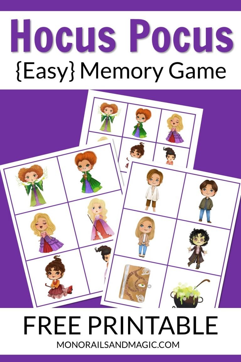 Hocus Pocus Memory Game Free Printable - Monorails and Magic