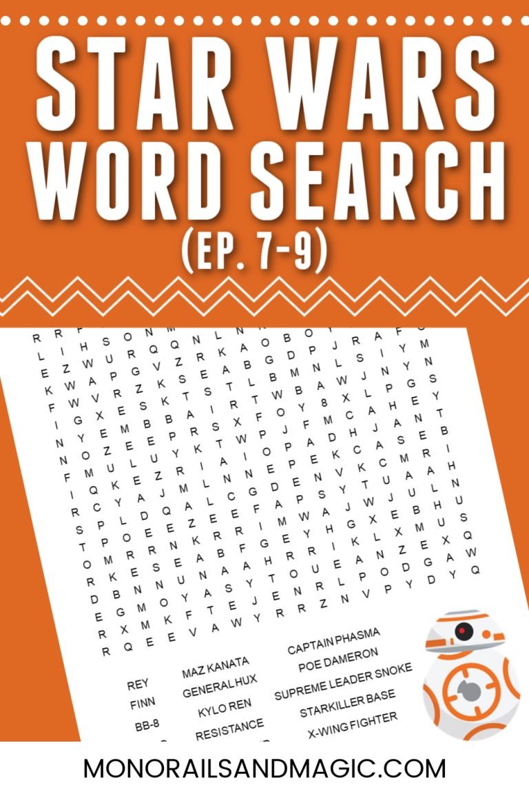 Star Wars Word Search (Episodes 7-9) - Monorails and Magic