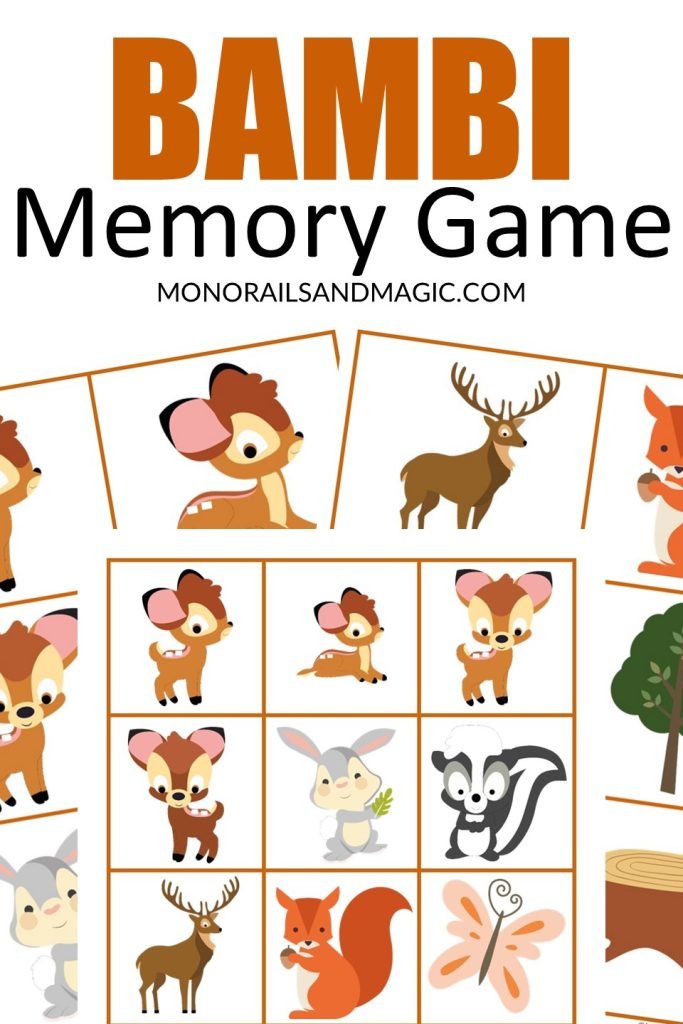 Bambi Memory Game Free Printable - Monorails and Magic