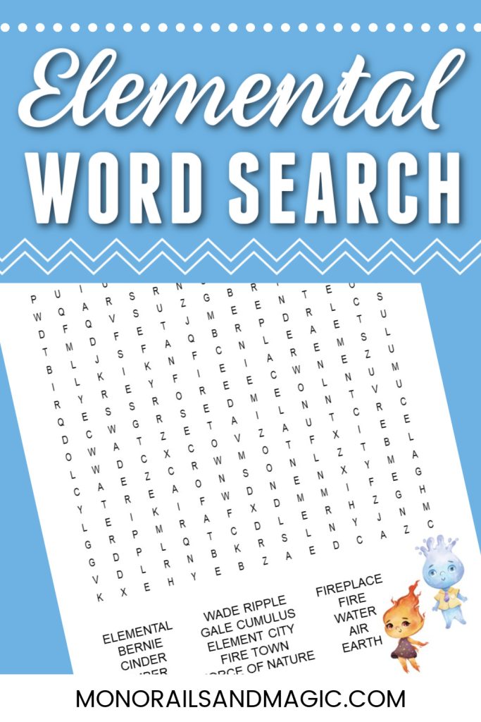 Elemental Word Search Free Printable - Monorails and Magic