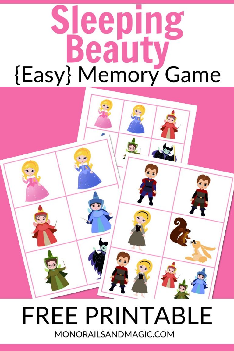 Sleeping Beauty Memory Game Free Printable - Monorails and Magic