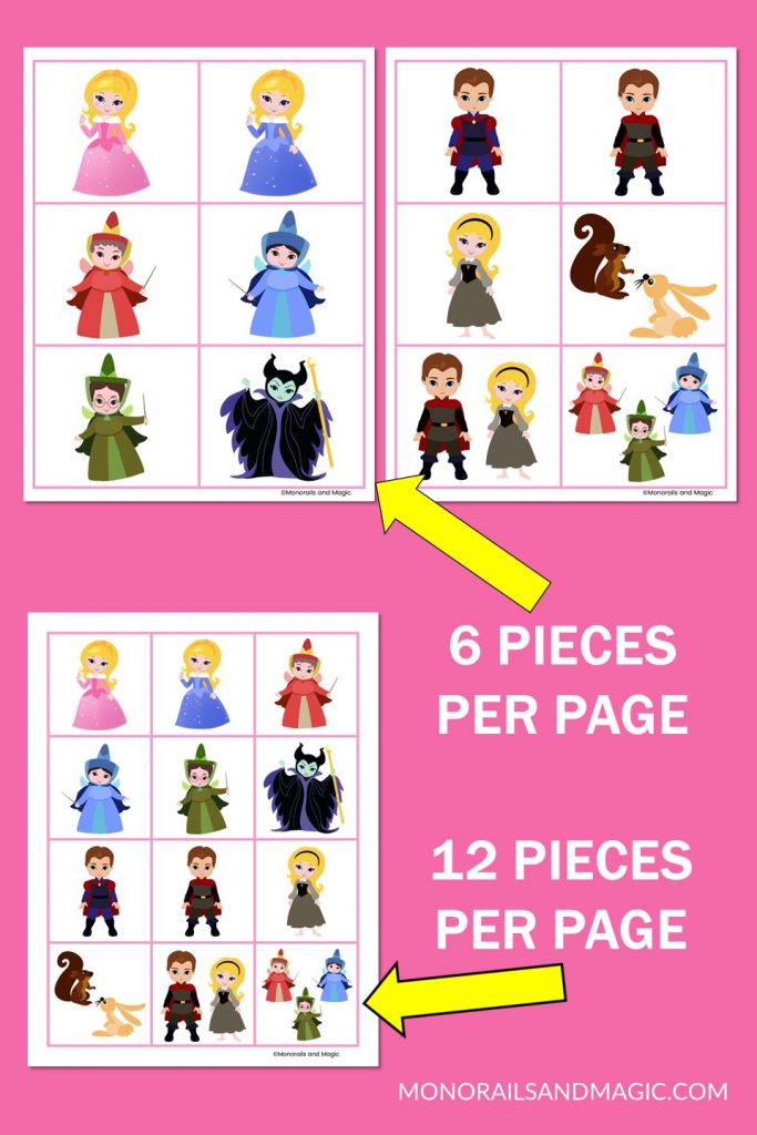 Sleeping Beauty Memory Game Free Printable - Monorails and Magic