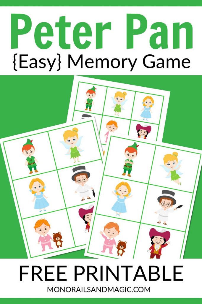Peter Pan Memory Game Free Printable - Monorails and Magic