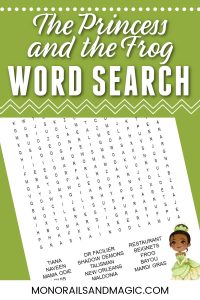 The Princess and the Frog Word Search Free Printable - Monorails and Magic