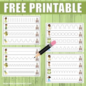 The Princess and the Frog Tracing Practice Free Printable