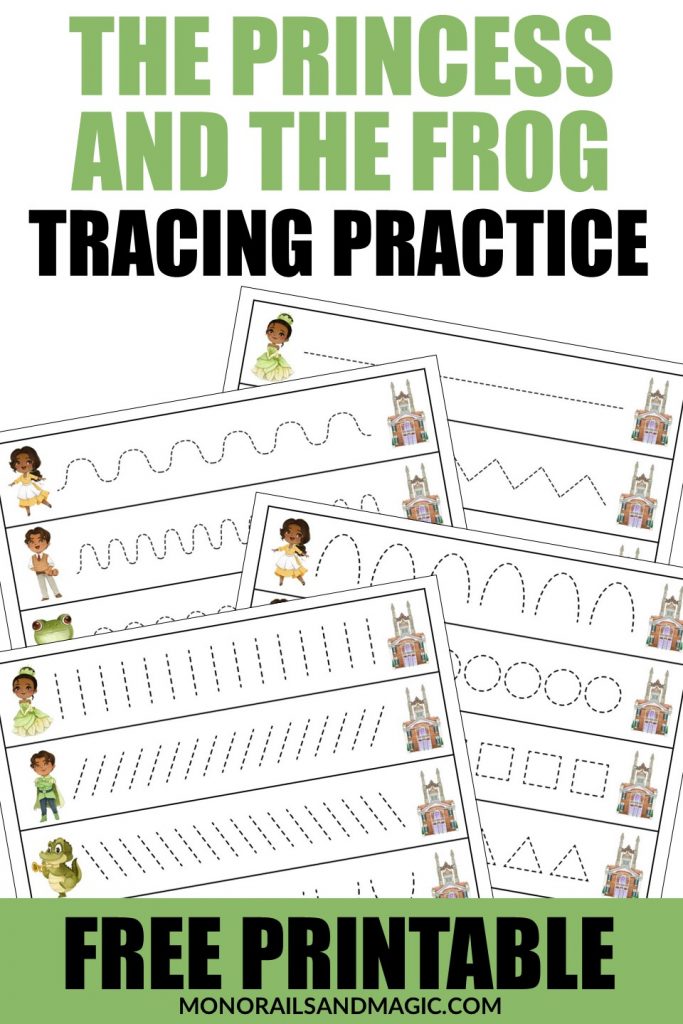 The Princess and the Frog Tracing Practice Free Printable