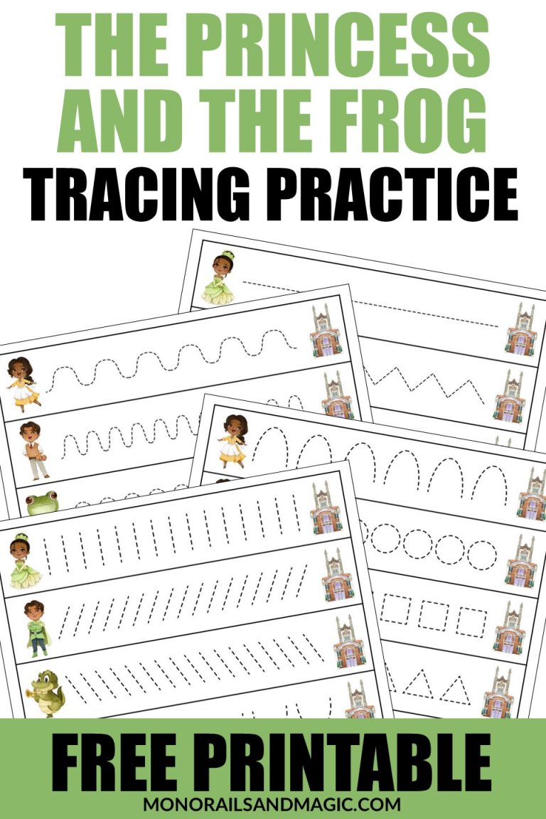 The Princess and the Frog Tracing Practice Free Printable