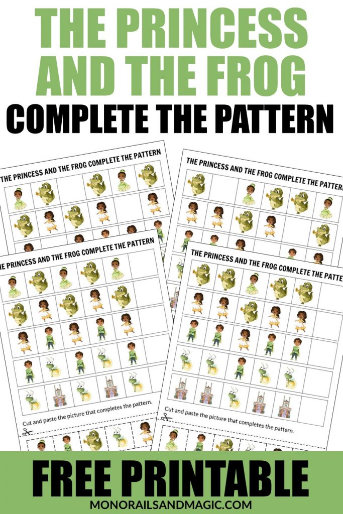 The Princess and the Frog Complete the Pattern Free Printable
