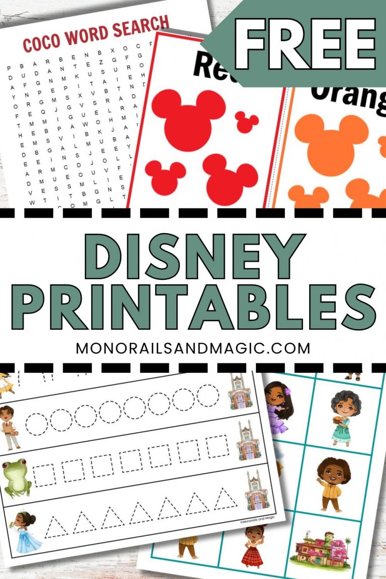 Free Disney Printables for Kids and Adults - Monorails and Magic