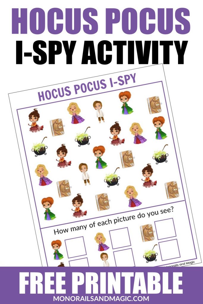 Hocus Pocus I-Spy Free Printable Activity - Monorails and Magic