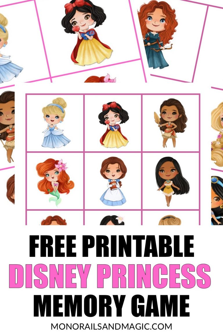 Disney Princess Memory Game Free Printable - Monorails and Magic