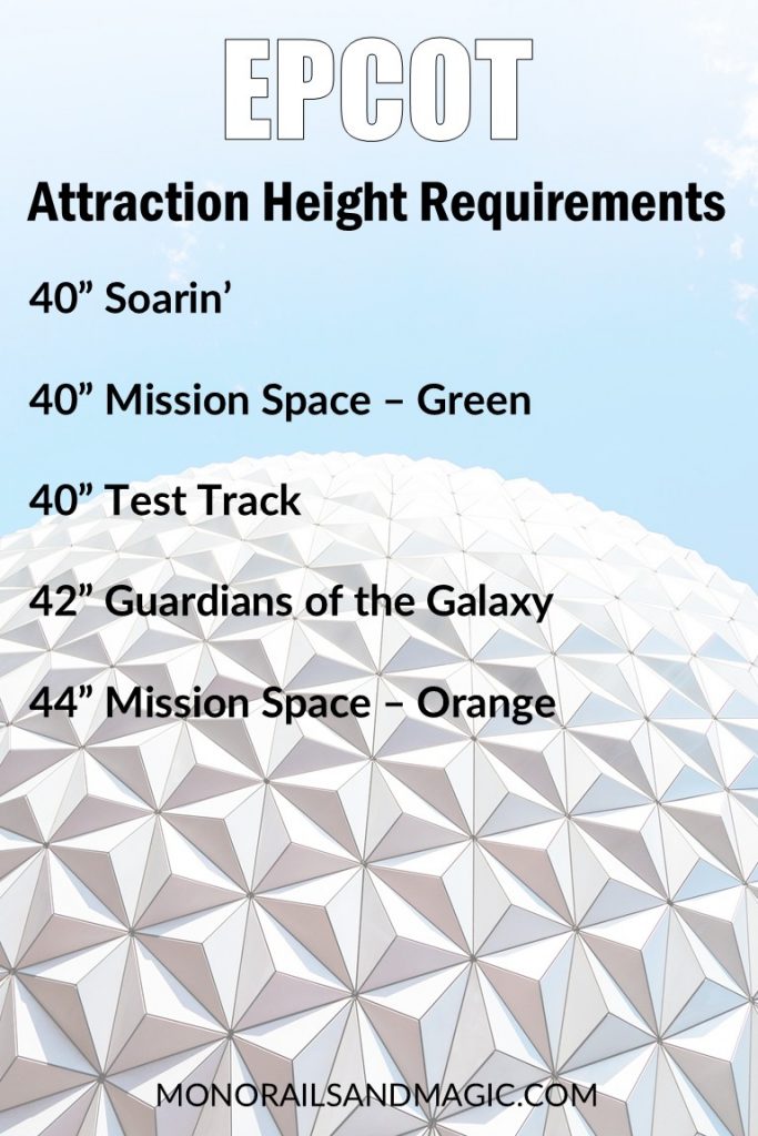 Walt Disney World Attraction Height Requirements Free Printable