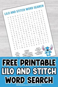 Lilo and Stitch Word Search Free Printable - Monorails and Magic